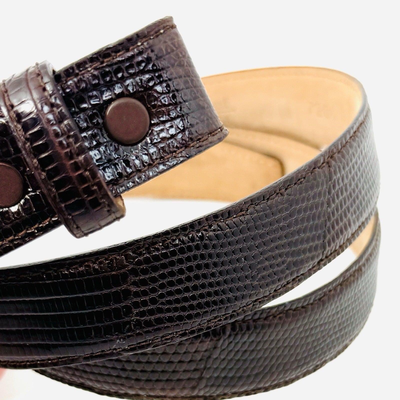 Tiffany Genuine Brown Lizard Leather Mens Belt Size 40 | The Silver Trove