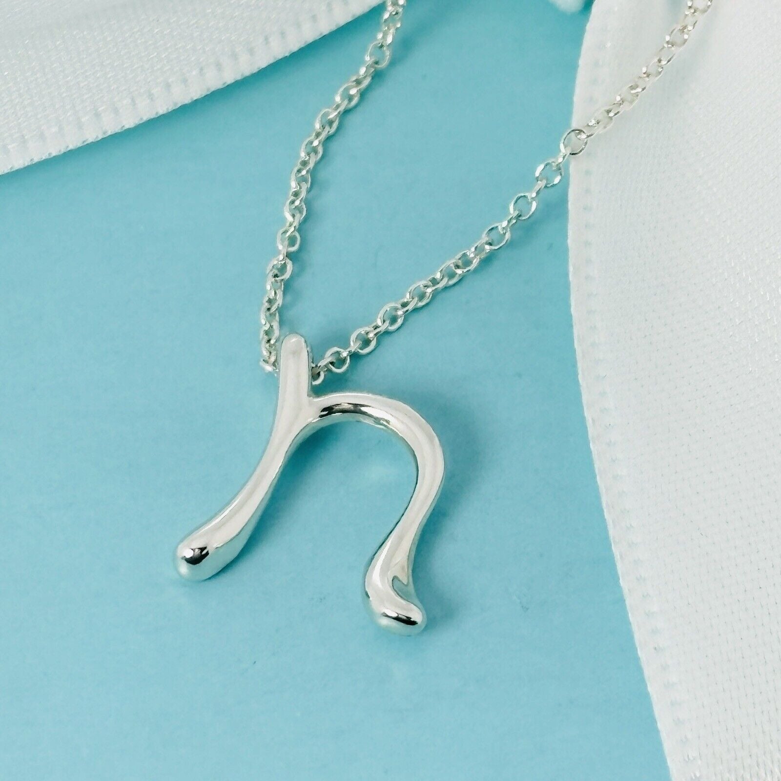 16" Tiffany Letter N Alphabet Pendant Chain Necklace by Elsa Peretti ...