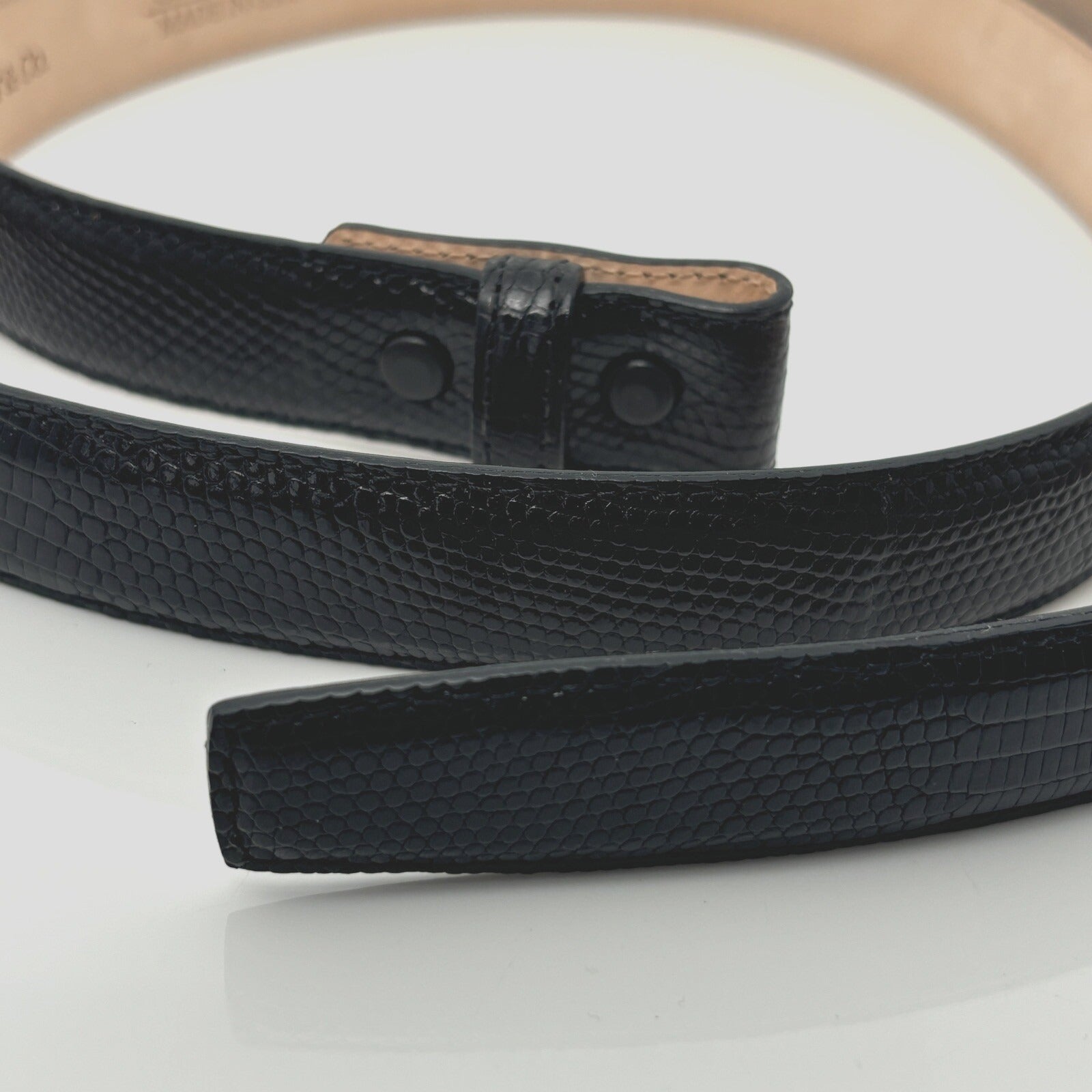 Tiffany & Co Black Lizard Skin Leather Mens Belt Size 36 | The Silver Trove