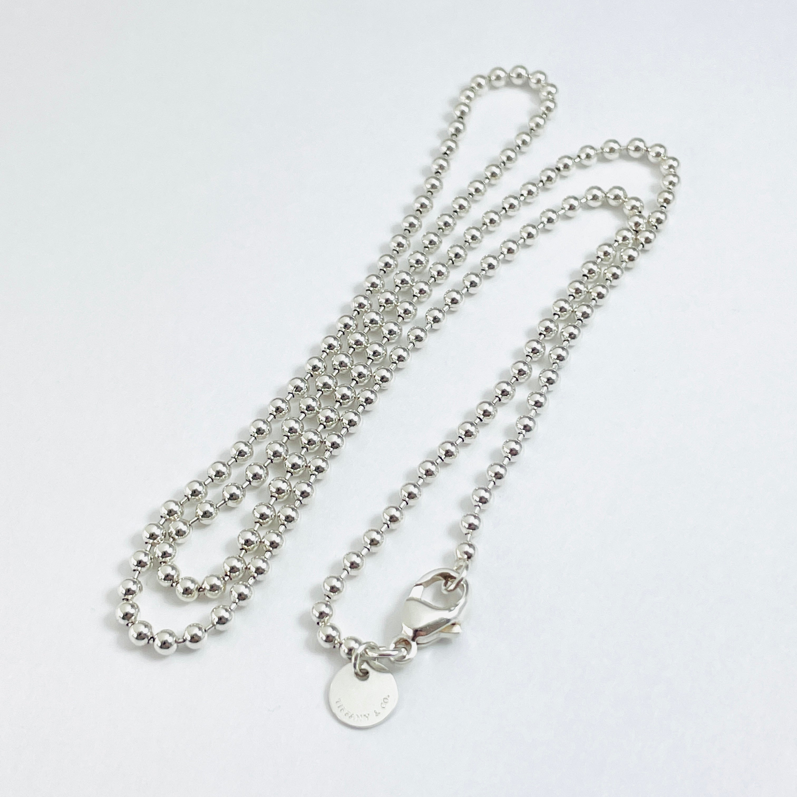 Pre-Owned Authentic Mens Unisex 22" Tiffany Bead Necklace Dog Chain ...